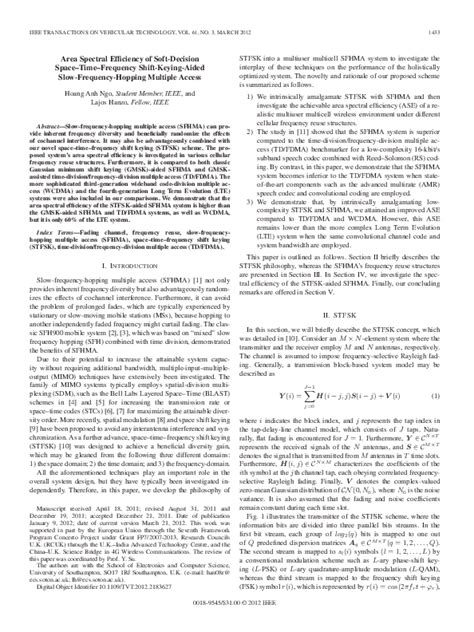Pdf Area Spectral Efficiency Of Soft Decision Space Time Frequency Shift Keying Aided Slow