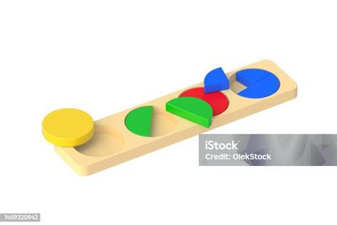 흰색 배경에 격리된 조각난 원 교육 논리 장난감 몬테소리 게임 3d 렌더링 3차원 형태에 대한 스톡 사진 및 기타 이미지 3차원 형태 개발 건설 현장 Istock