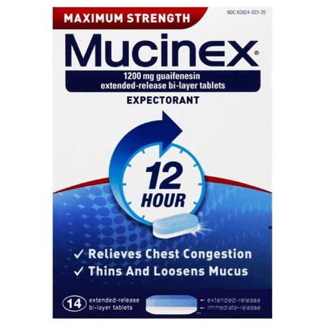 Mucinex Maximum Strength 12 Hour Chest Congestion Expectorant Tablets