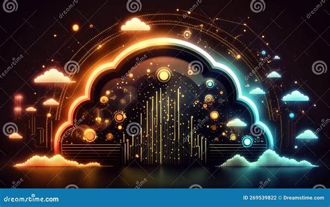 Cloud Computing Technology Concept Image Background Stock Illustration