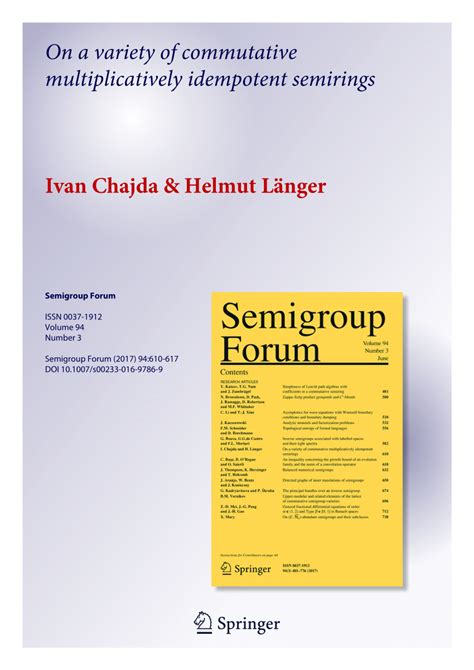 Pdf On A Variety Of Commutative Multiplicatively Idempotent Semirings