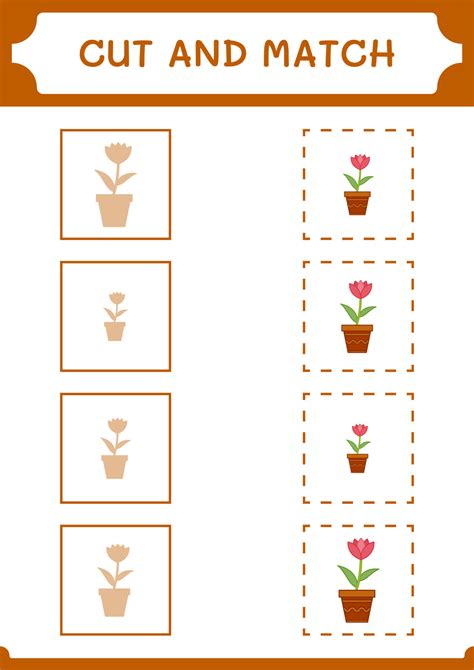Cortar Y Unir Partes De Flores Juego Para Niños Ilustración Vectorial