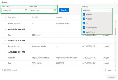 1 click for restoring past version of a deleted record in microsoft