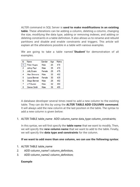 7 Sql Server Alter Table Pdf Databases Information Technology