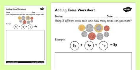 Adding Coins Worksheet New Coins Money Addition Numeracy