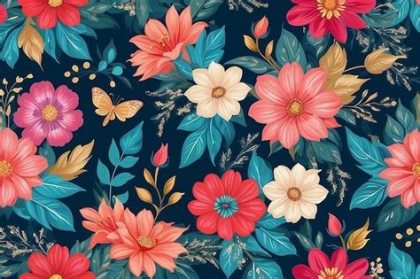Premium Photo Seamless Floral Pattern Portrait Background