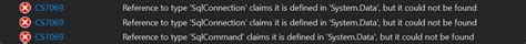 Reference To Type Sqlconnection Claims It Is Defined In Systemdata