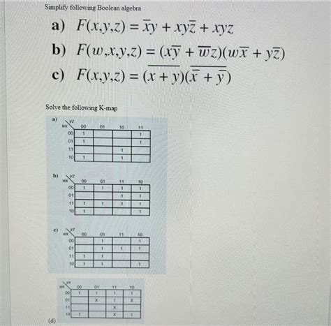 Solved Simplify Following Boolean Algebra A