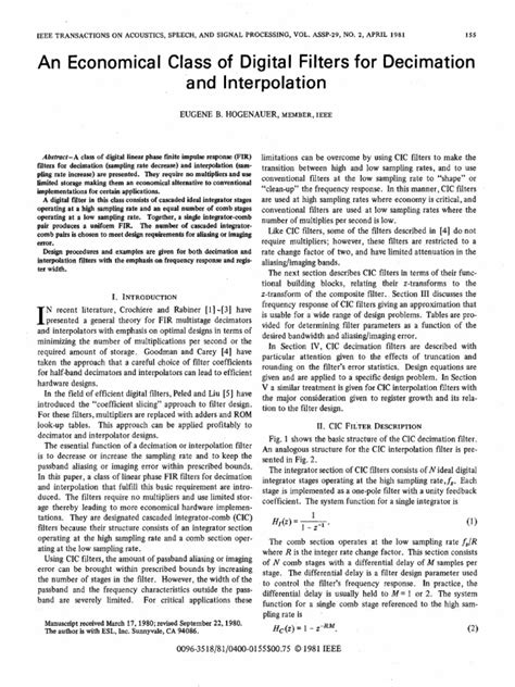 An Economical Class Of Digital Filters For Decimation And Interpolation