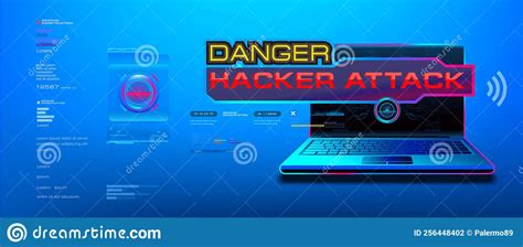 Cyberattack By Computer And Line System Technology Abstract Background
