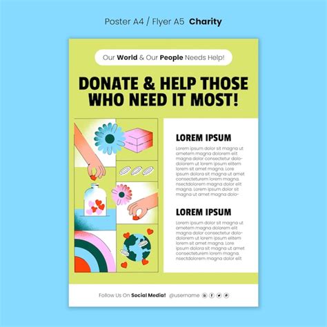 자선 재단 세로 포스터 템플릿 무료 Psd 파일