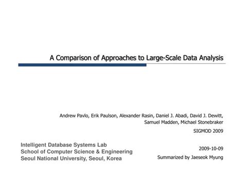 Ppt A Comparison Of Approaches To Large Scale Data Analysis