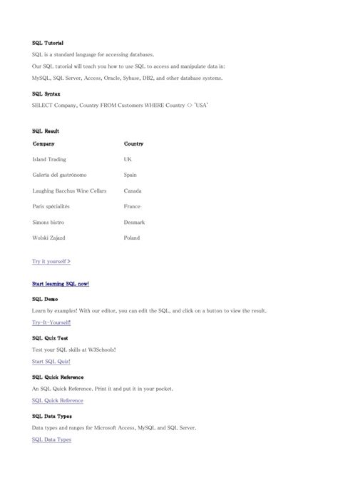 Sql Documentation Pdf Sql Databases