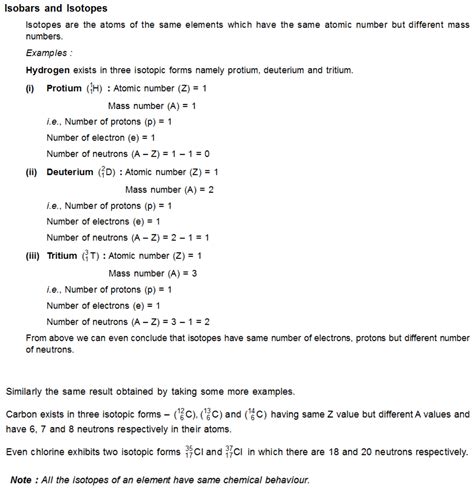 List Out The Differences Between Isobars And Isotopes