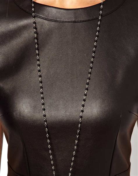 Asos Asos Skater Dress In Leather Look In Black Lyst