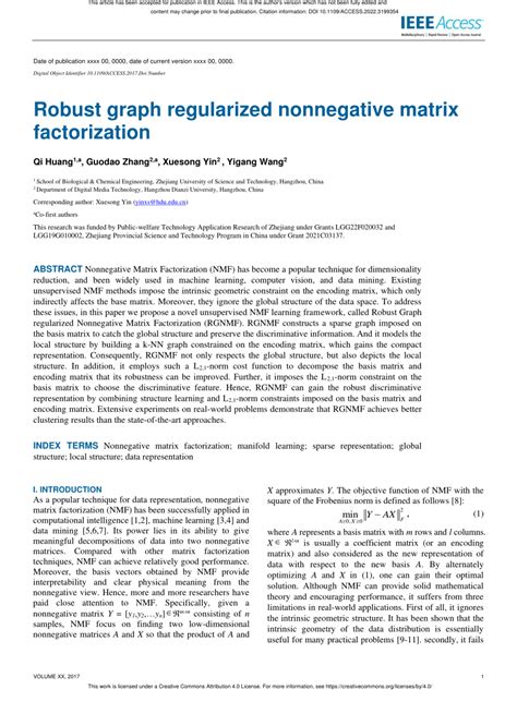 PDF Robust Graph Regularized Nonnegative Matrix Factorization