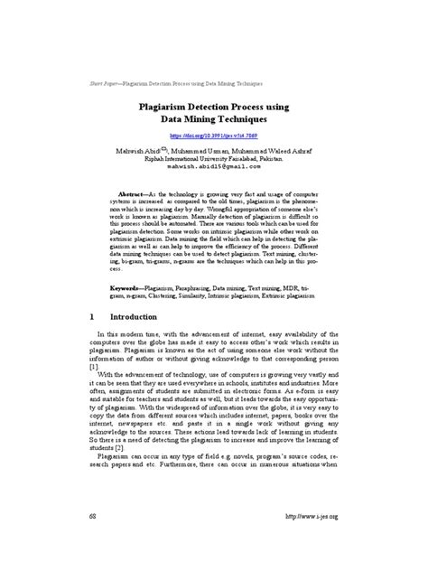 Plagiarism Detection Process Using Data Mining Techniques Pdf Cluster Analysis Plagiarism