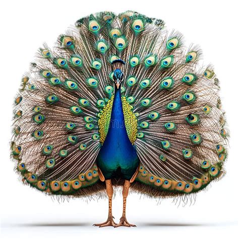 Beautiful Peacock Isolated On White Background Stock Illustration