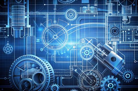 Detailed Blueprint Of A Complex Gear System Industrial Engineering Background Stock