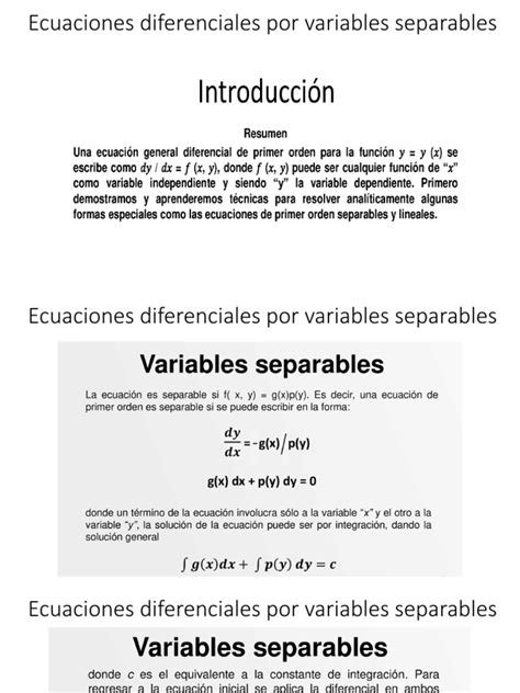 Variables Separables Ecuaciones Diferenciales Pdf