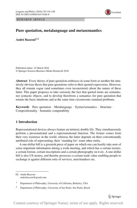 Pure Quotation Metalanguage And Metasemantics