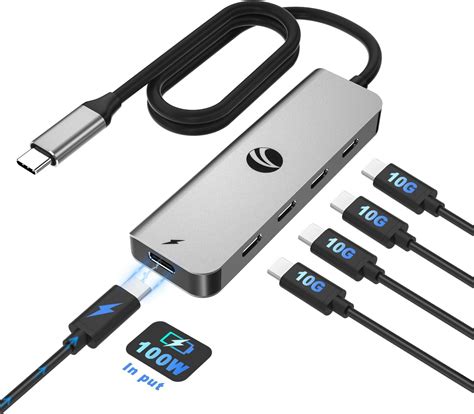 Amazon Usb Cハブ 10gbps 5 In 1 5ポート拡張usb 3 2 Gen 2 高速データ転送 変換アダプター【 4 Type C 拡張ハブ データ転送対応のみ 100w