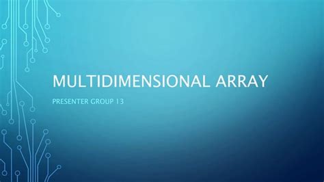 Multidimensional Array PPT