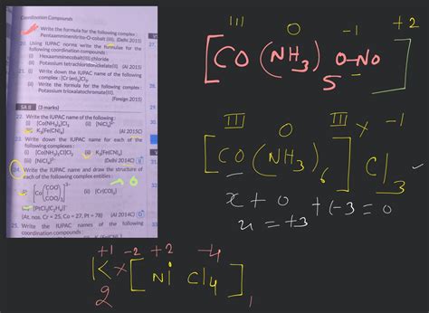 Coordination Compounds Ii Write The Formula For The Following Complex