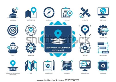 Geographic Information System Gis Icon Set Stock Vector Royalty Free