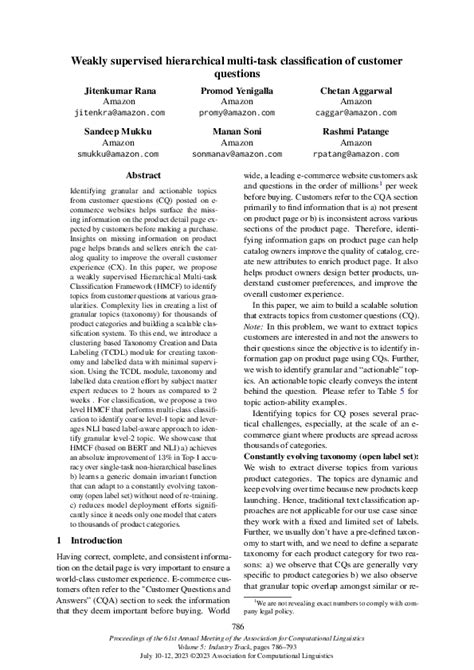 Pdf Weakly Supervised Hierarchical Multi Task Classification Of Customer Questions Manan
