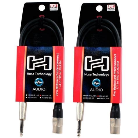 2 Hosa Hsx 003 3 Foot Rean 14 Trs To Xlr 3 Pin Male Balanced Cable