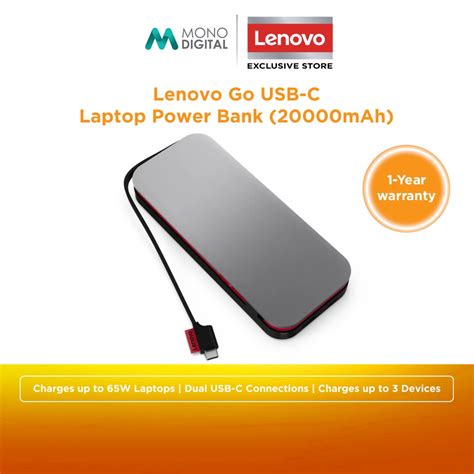 Lenovo Go USB C Laptop Power Bank 20000mAh Fast Charging Support Mobile Devices