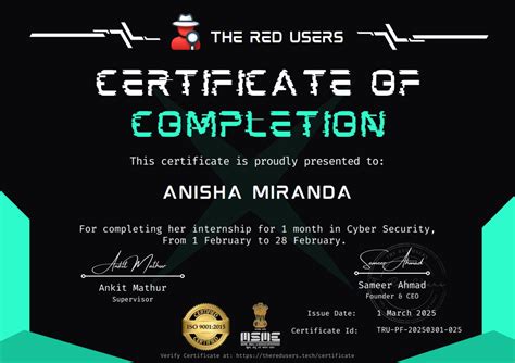 Cybersecurity Ethicalhacking Learning Internship Theredusers Cybersec Anisha Miranda