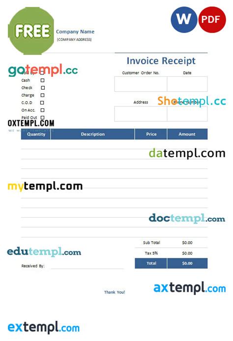 Free Free Invoice Receipt Fake Template In Word And Pdf Format