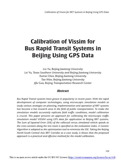 calibration of vissim for bus rapid transit systems in beijing using