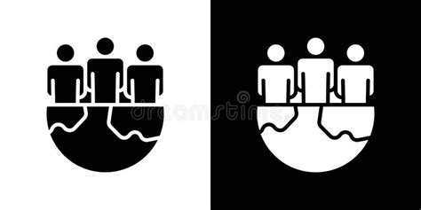 World Population Icon Flat Fill Set Collection Stock Vector