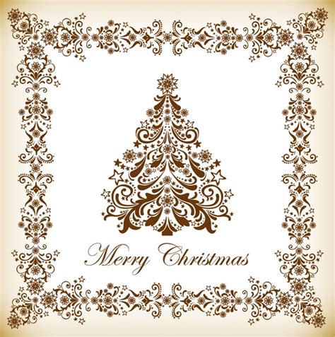Vintage Christmas Tree Vector Illustration Free Vector Graphics All