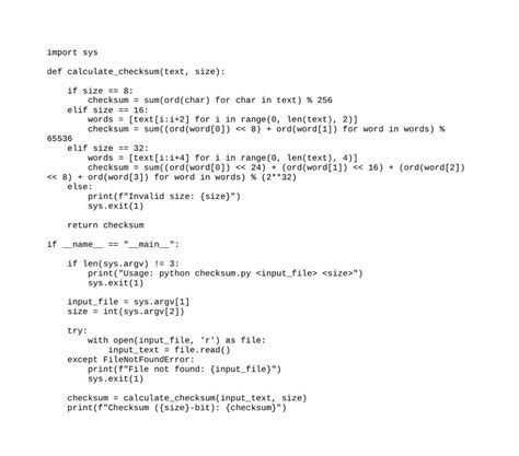 Solved Index Out Of Range Error For And Bit Checksum Chegg