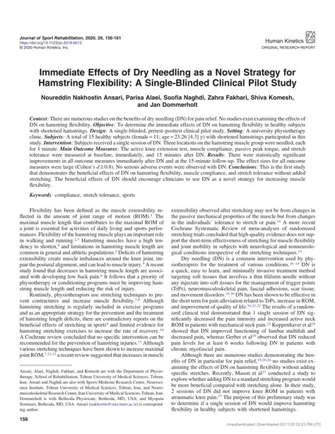 Pdf Immediate Effects Of Dry Needling As A Novel Strategy For Hamstring Flexibility A Single