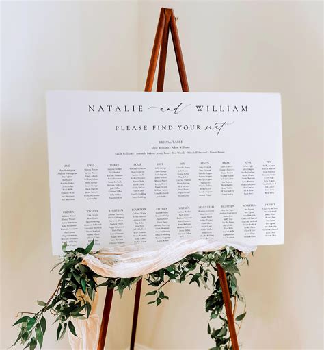 Wedding Guest Seating Chart Template
