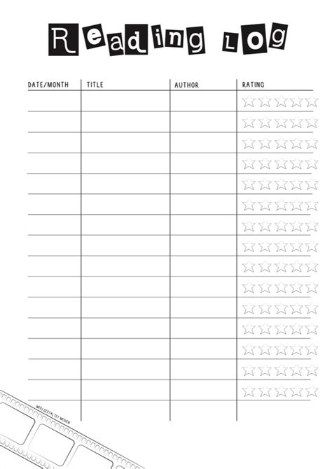 Reading Log Book Journal Reading Log Reading Logs