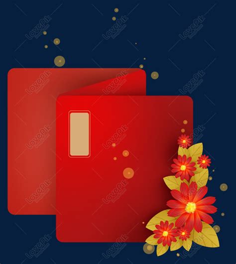 새해 꽃 빨간 인사말 카드 텍스트 상자 Png 일러스트 무료 다운로드 Lovepik
