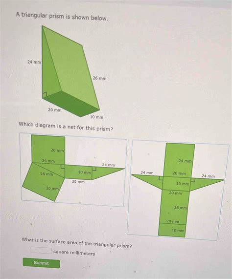 Solved A Triangular Prism Is Shown Below Which Diagram Is A Net For