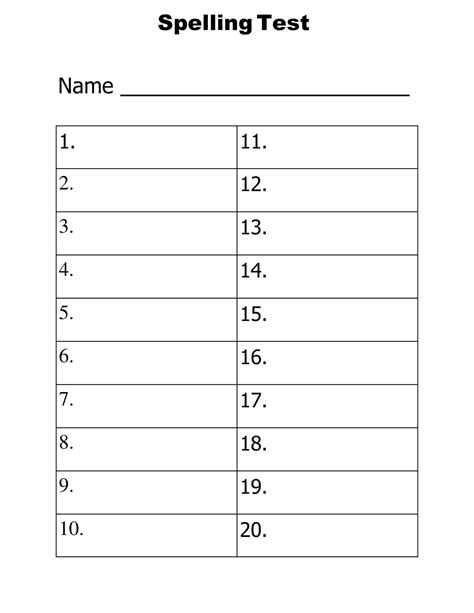 Spelling Test Paper 1 20
