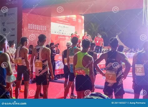 Borobudur Marathon Athletes Getting Ready For Start Editorial