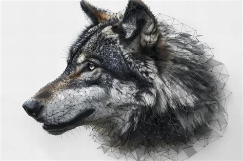 Premium Photo Polygon Wolf Silhouette With Head And Teeth Isolated