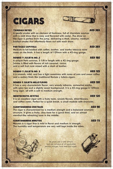 Bbc Cigar Menu By Yas Plaza Hotels Issuu
