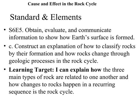 Cause And Effect In The Rock Cycle Ppt