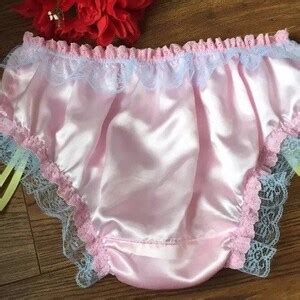 Candy Pink Girly Bikini Pantiessatin Sissy Knickers Laceribbonandbows
