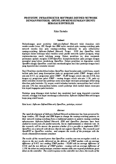 pdf prototipe infrastruktur software defined network dengan protokol